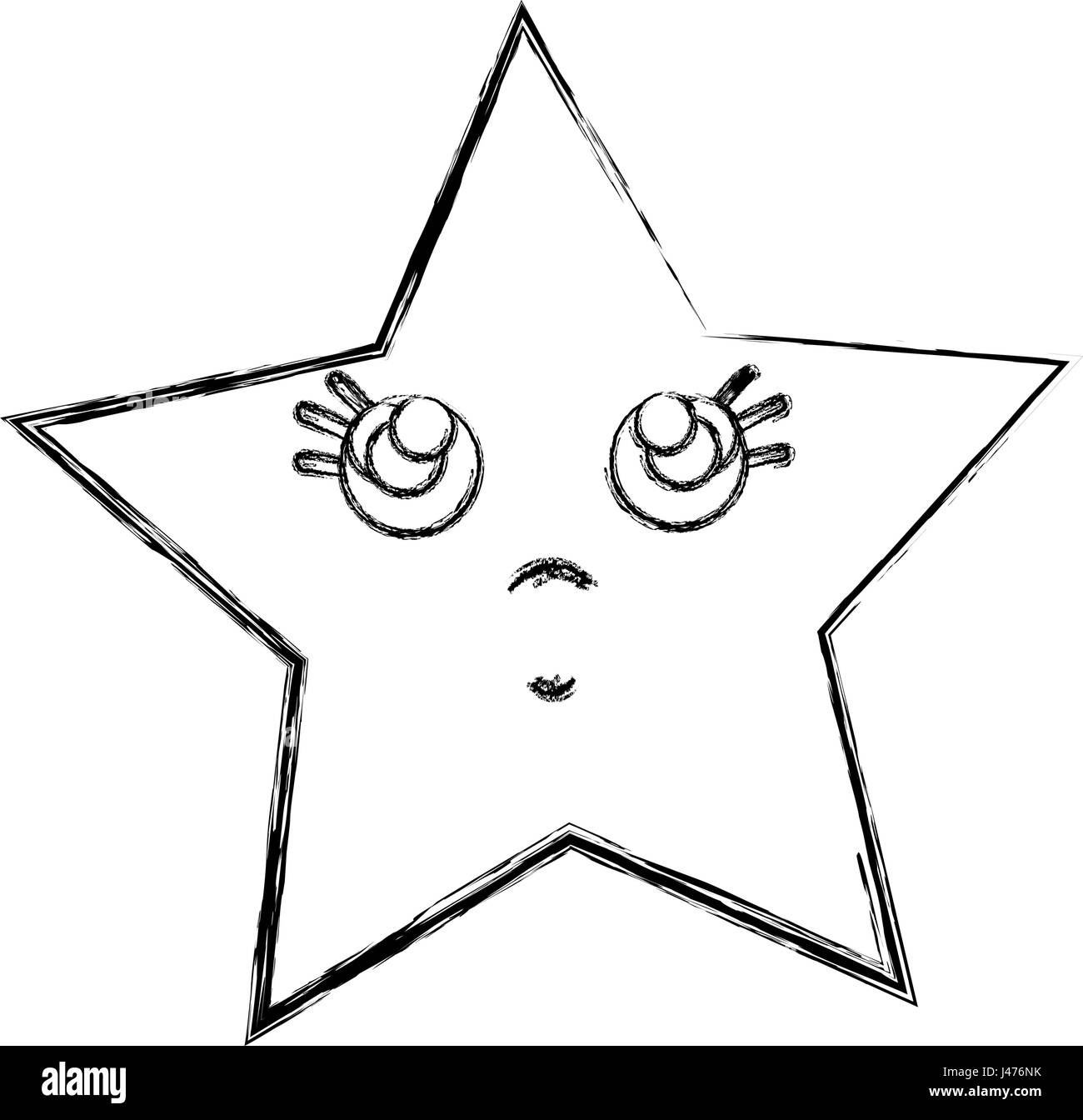 line kawaii thinking and cute star design Stock Vector Image & Art - Alamy
