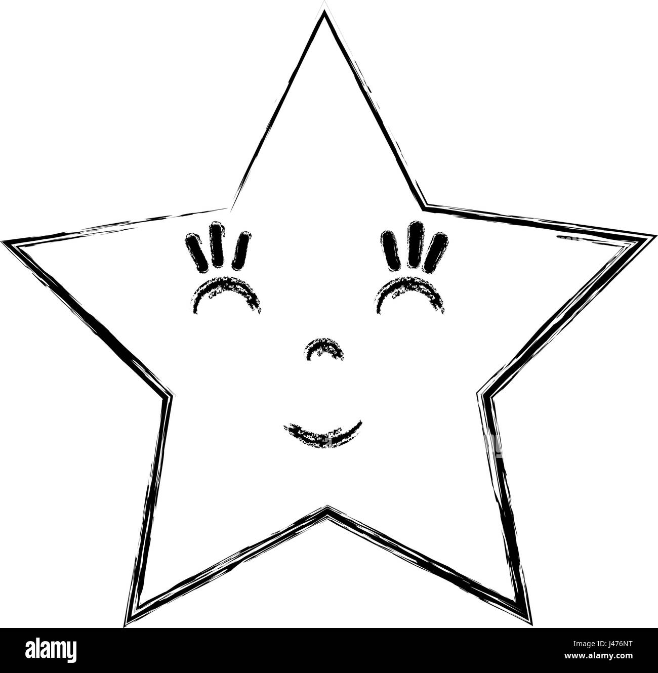 line kawaii happy and cute star design Stock Vector Image & Art - Alamy