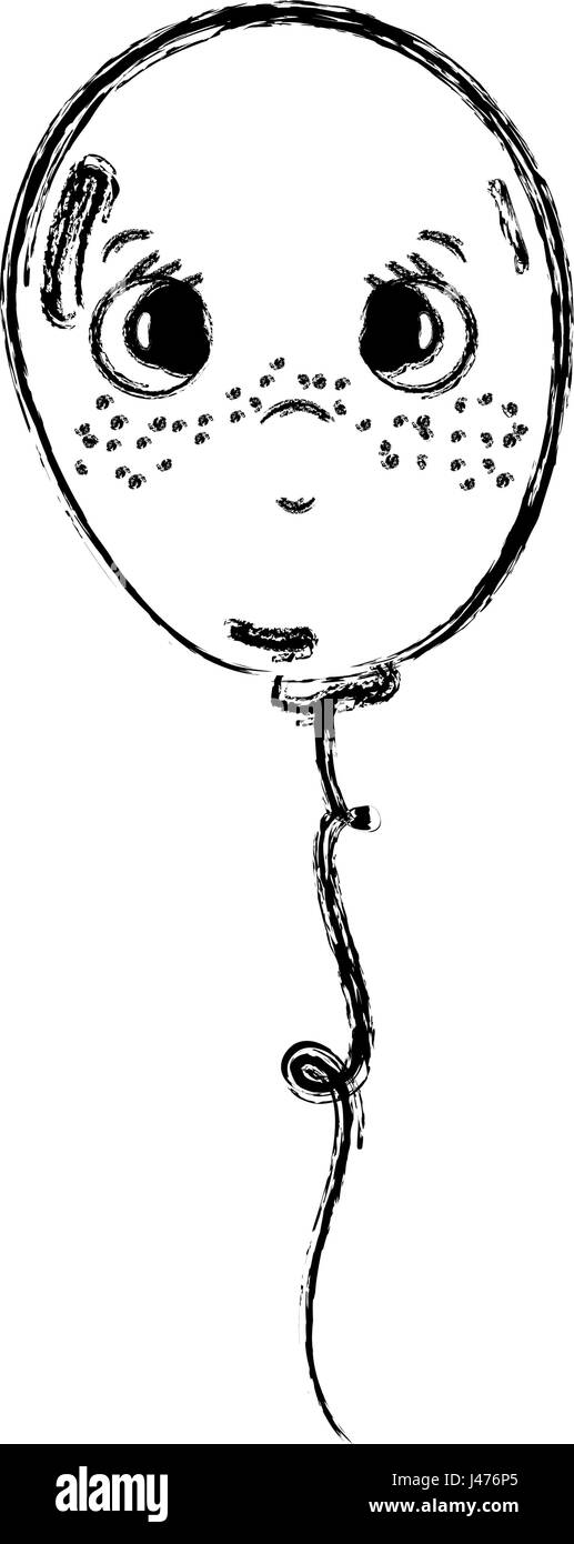 line kawaii sad and cute balloon design Stock Vector Image & Art - Alamy