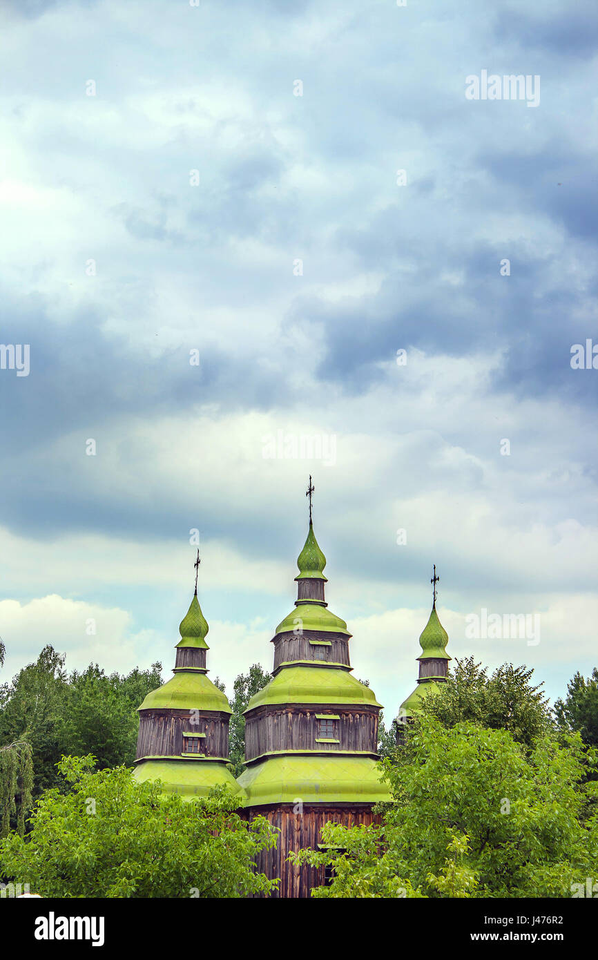 image of green wooden domes of the Orthodox Churchg Stock Photo - Alamy
