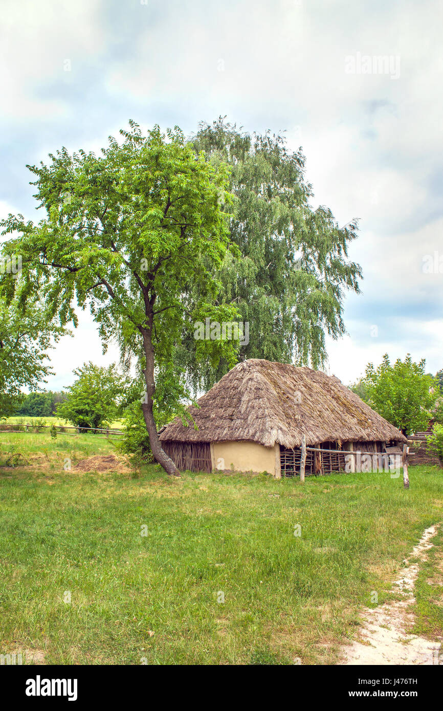 mage Ukrainian wooden barn Thatched locked uph Stock Photo - Alamy