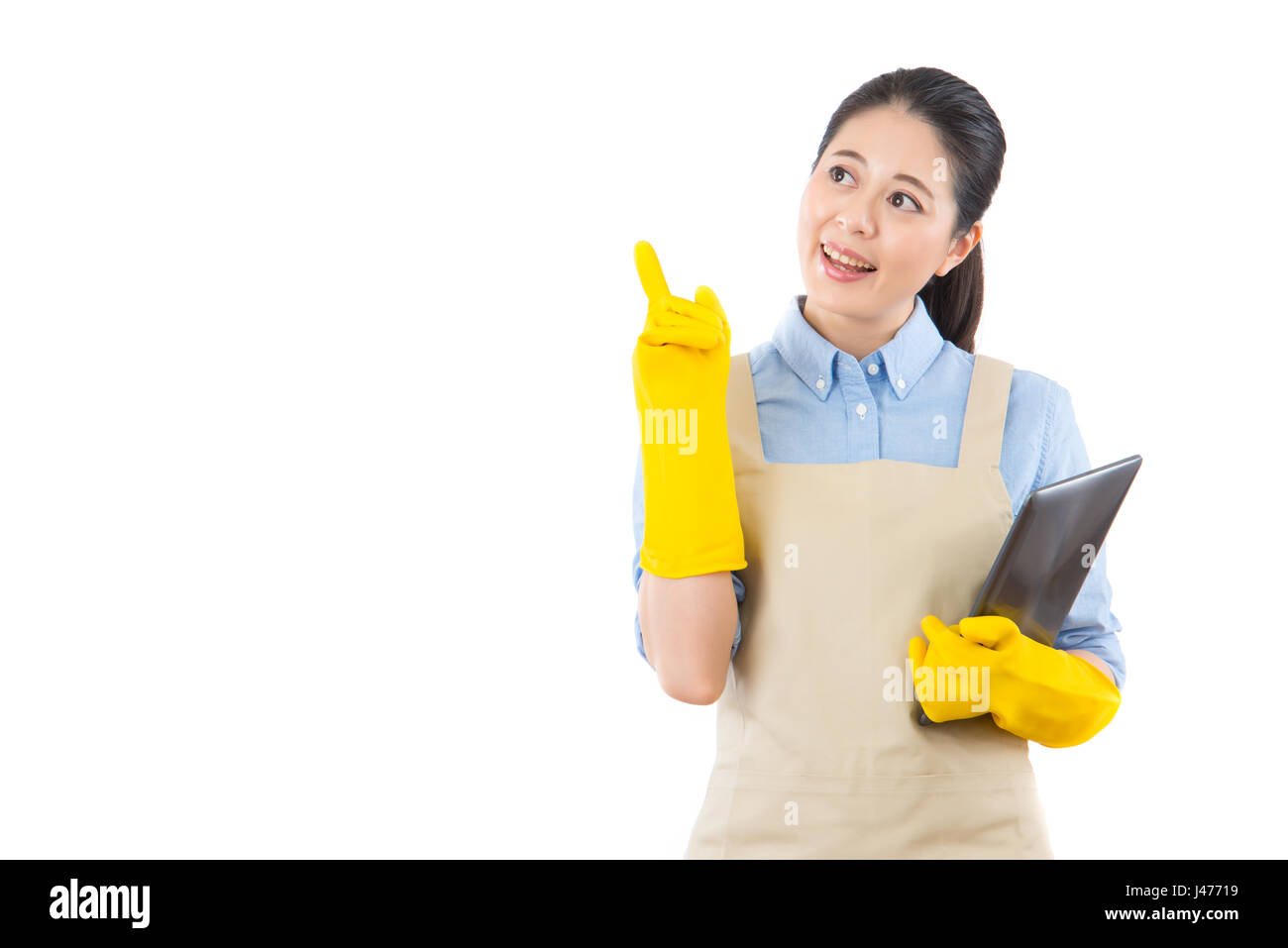 Thinking asian woman question Cut Out Stock Images & Pictures - Alamy