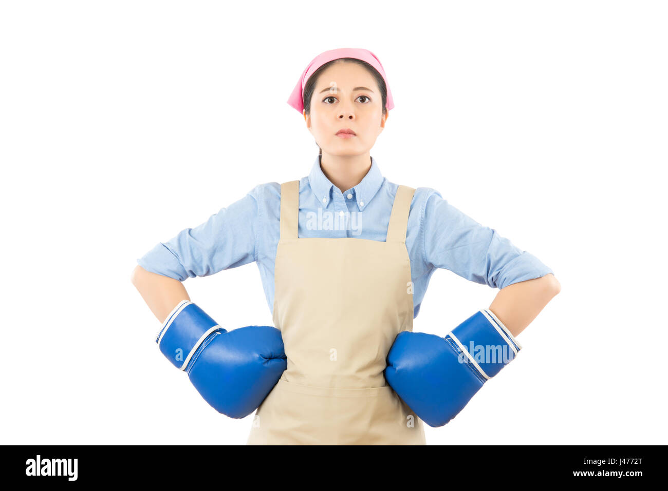 Strong house woman boss concept. Confident attitude young mixed race ...