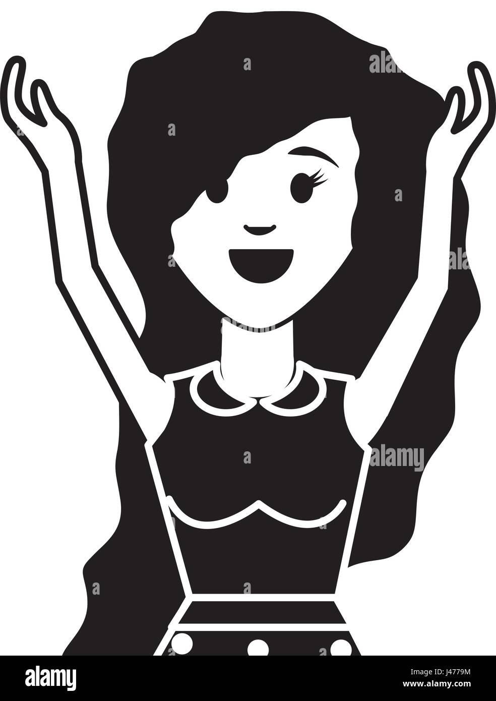 contour beautiful woman with blouse and hands up Stock Vector Image ...