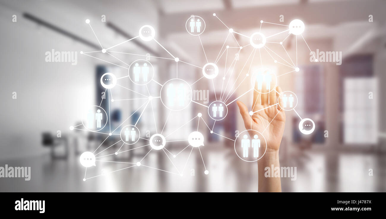 Close up of businesswoman hand touching network concept on screen Stock ... Close up of businesswoman hand touching network concept on screen Stock ...