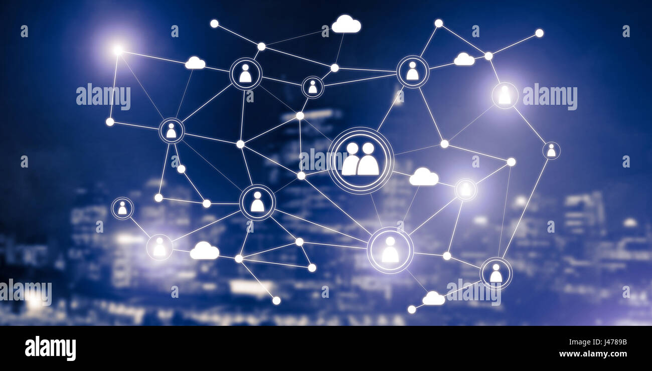 Background conceptual image with social connection lines on dark ...