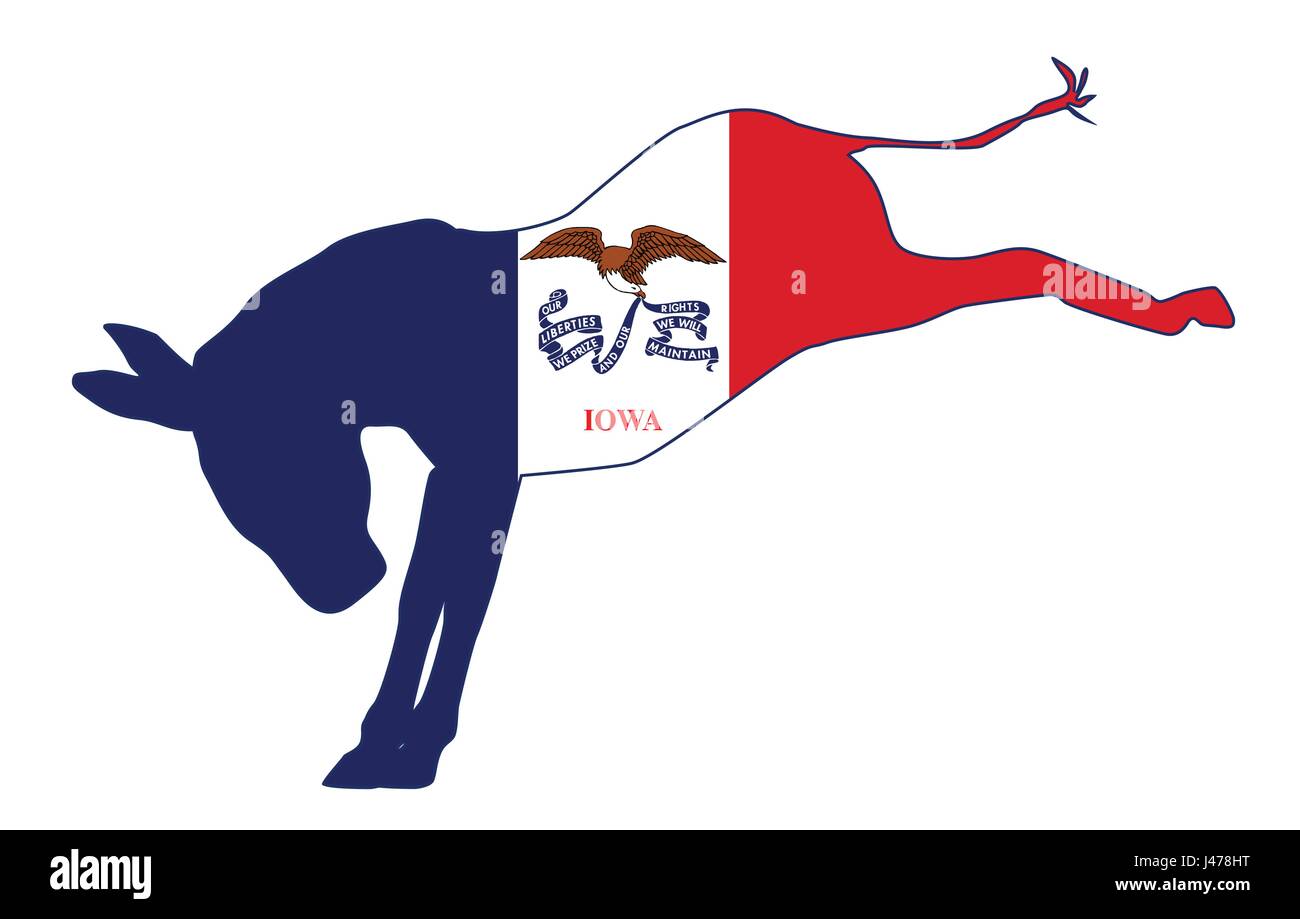 The Iowa Democrat party donkey flag over a white background Stock ...