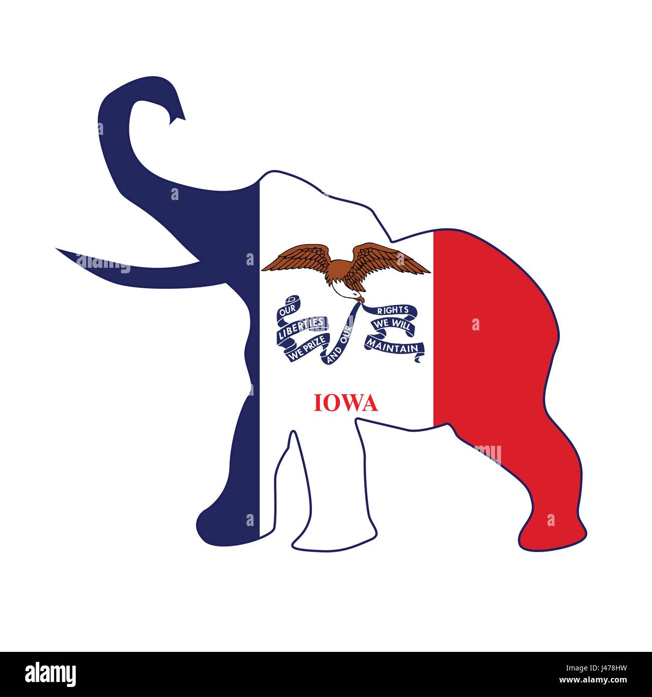 The Iowa Republican elephant flag over a white background Stock Vector ...