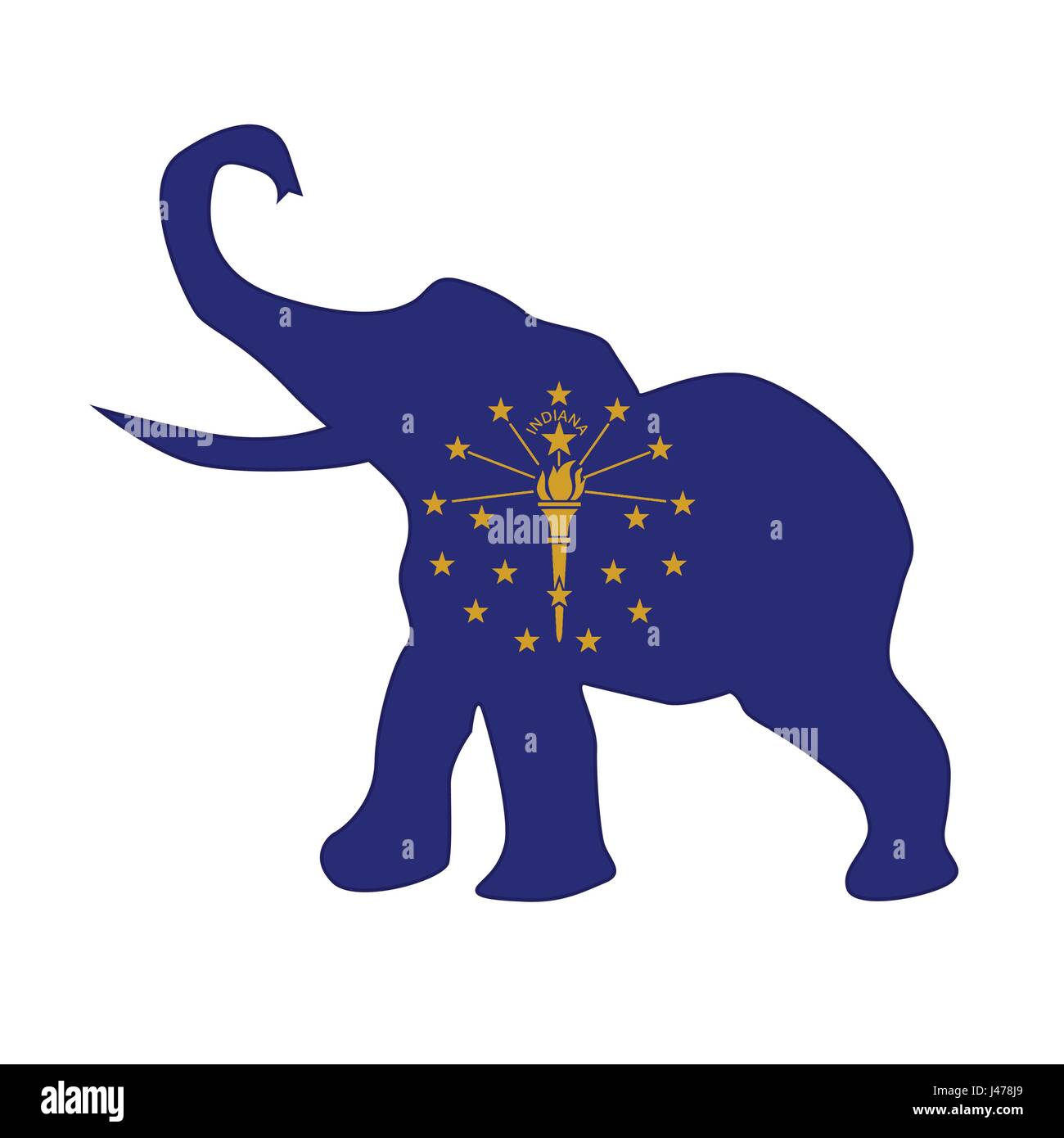 The Indiana Republican elephant flag over a white background Stock ...