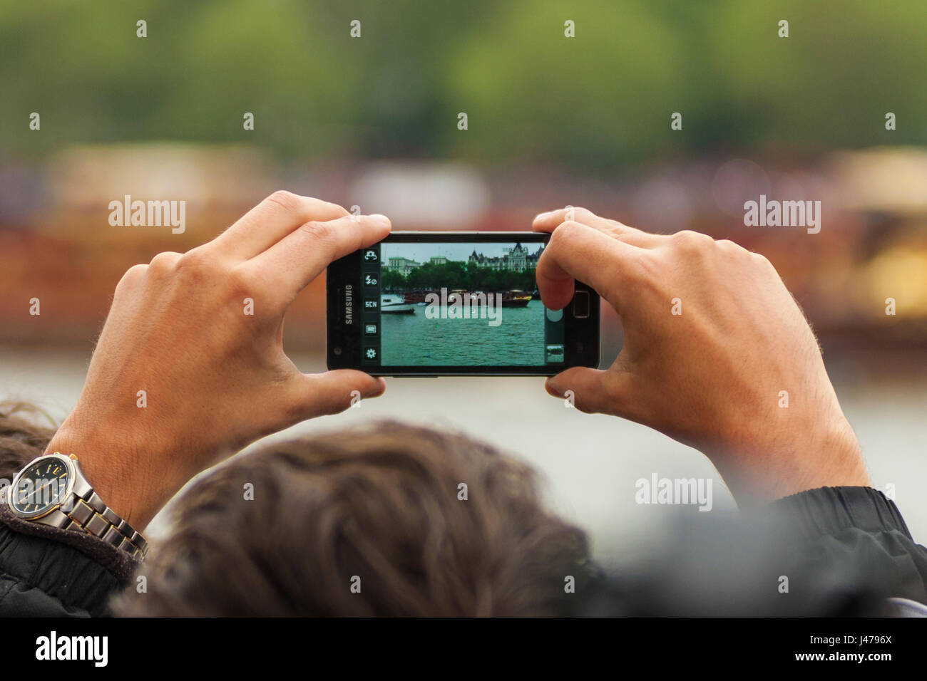 Royal Barge through a mobile phone camera, Thames Diamond Jubilee ...