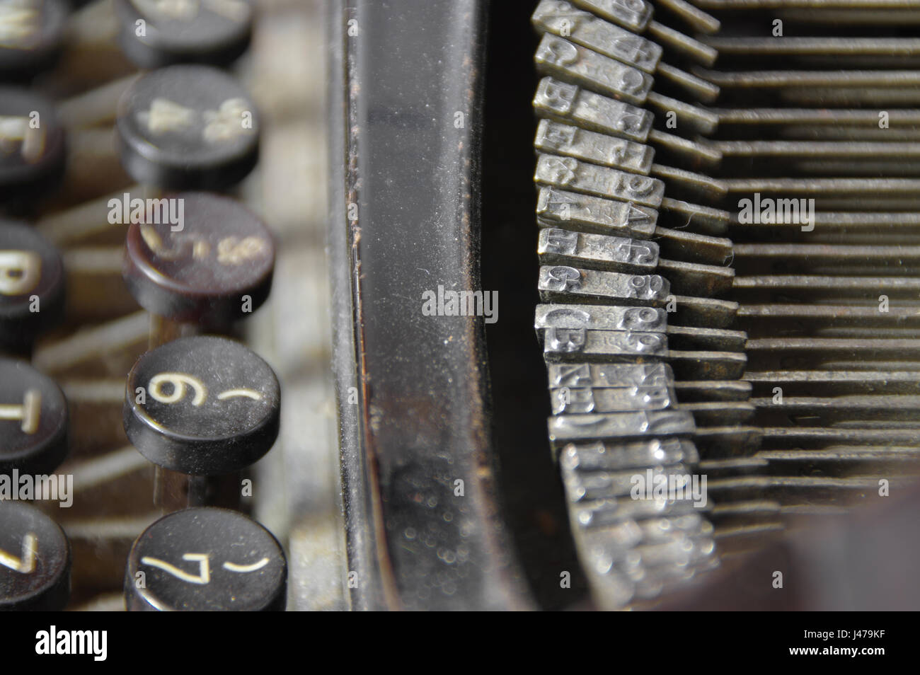 The old metal fonts and stylish keys of retro typewriter Stock Photo ...