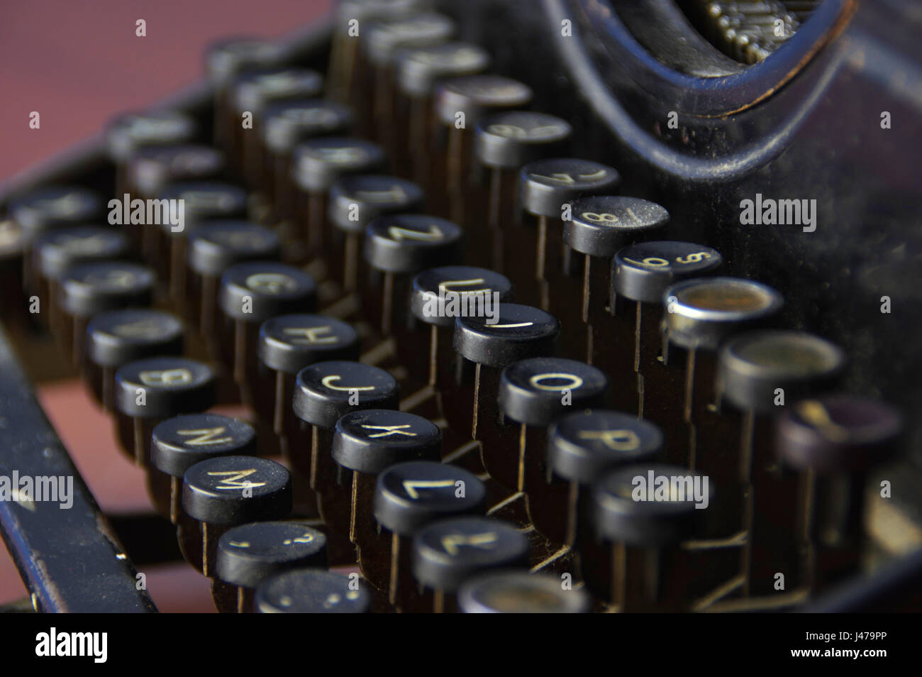 vintage keys of old typewriter macro, details, obsolete writing machine ...