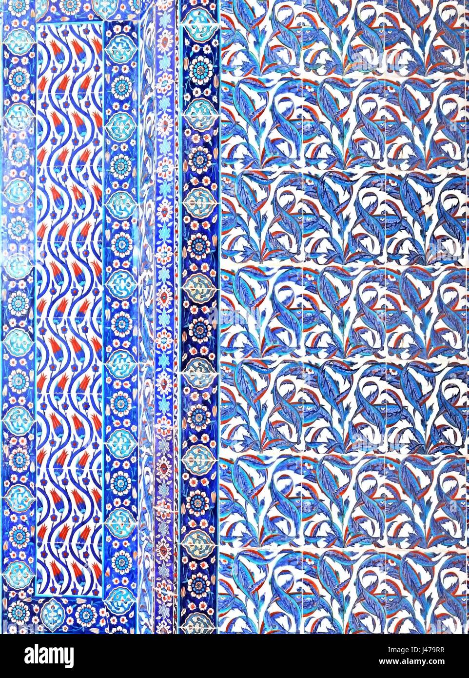 The Iznik tiles in the Mosque of Rüştem Paşa which built by architect ...