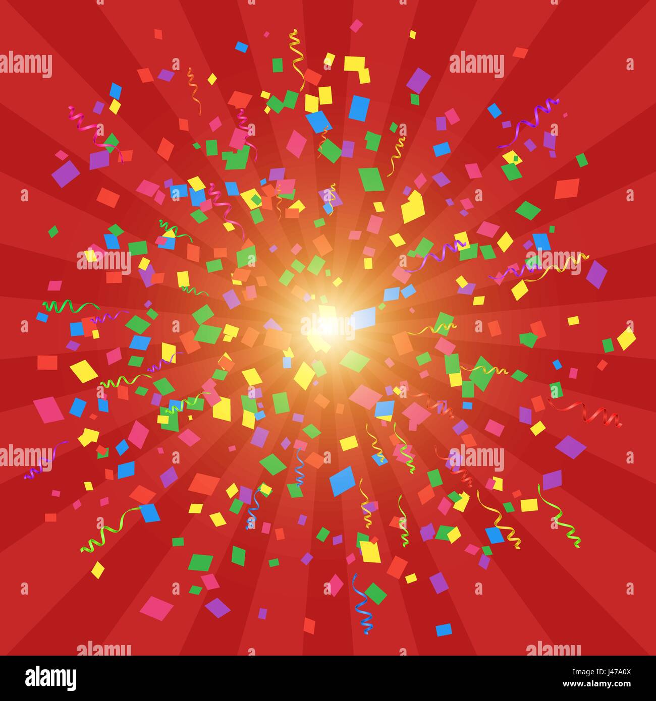 Many colorful confetti. Background template with confetti and ri Stock ...