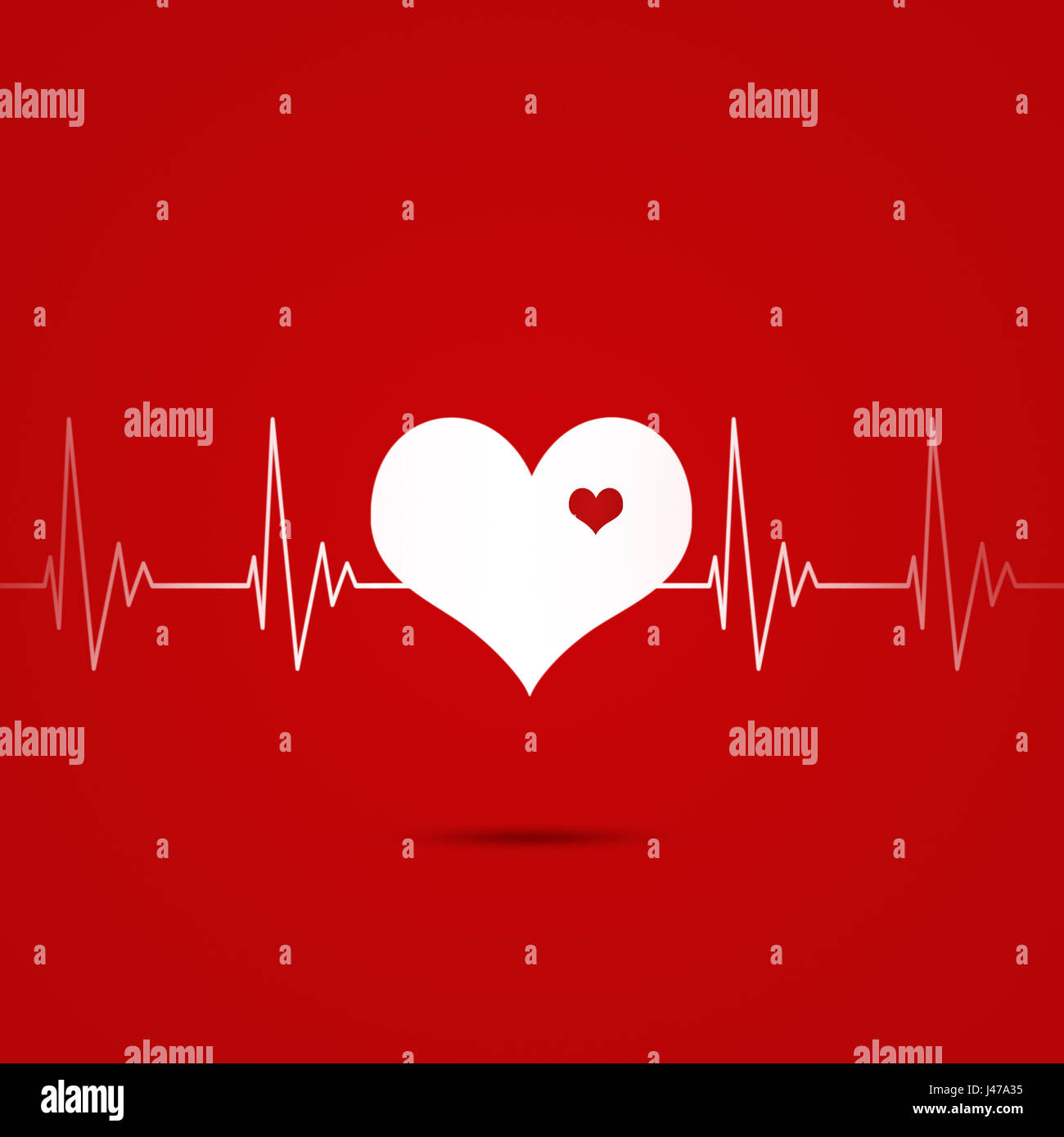 abstract white heart rhythm graph on red minimal background Stock Photo ...