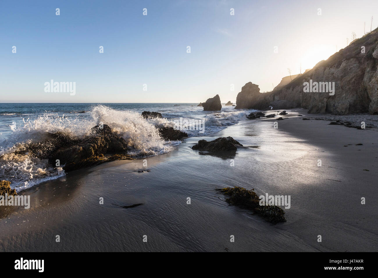 Late afternoon view of surf at El Matador State Beach in Malibu ...