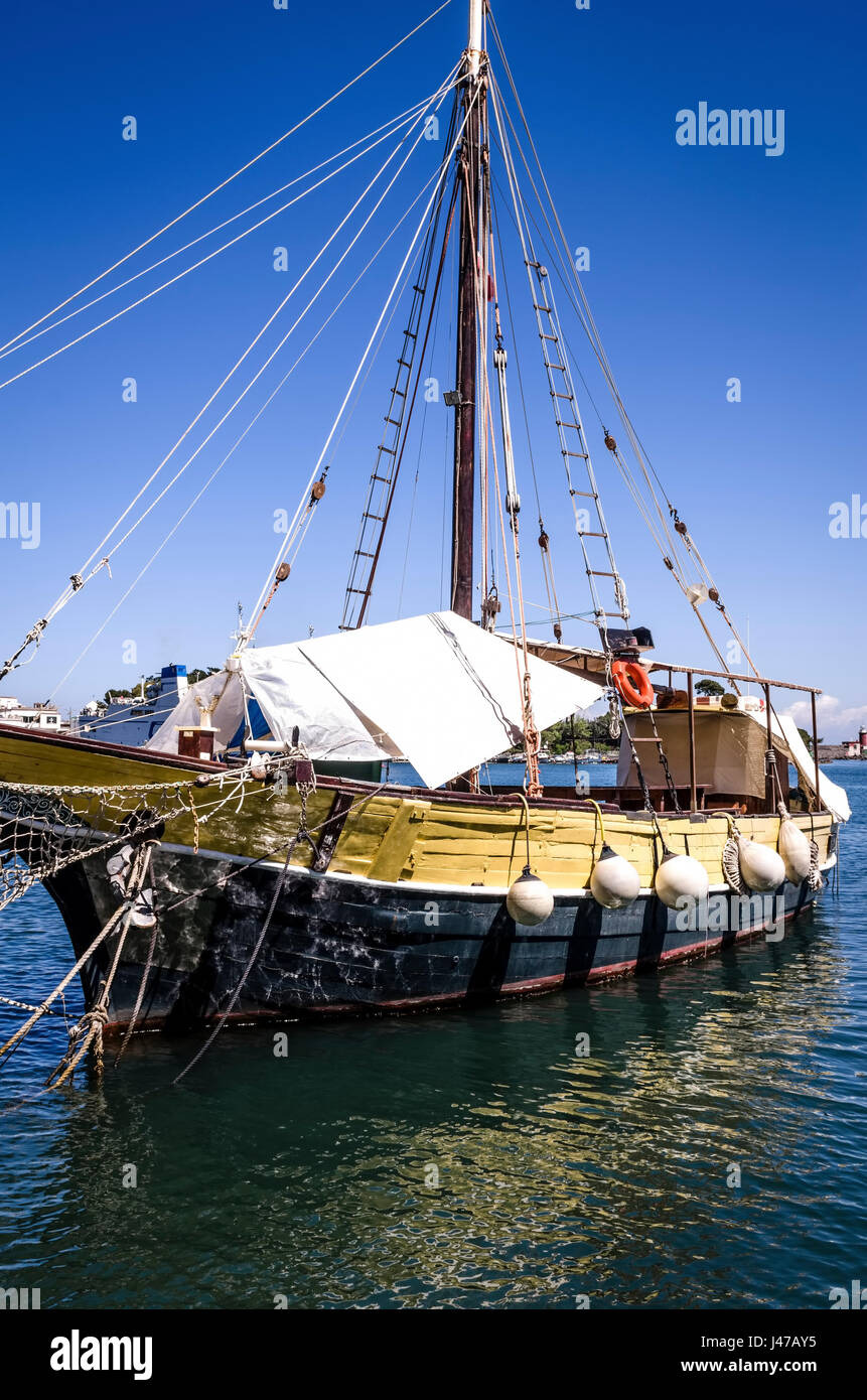 Old sailboat still in the port of Ischia, Italy Stock Photo - Alamy