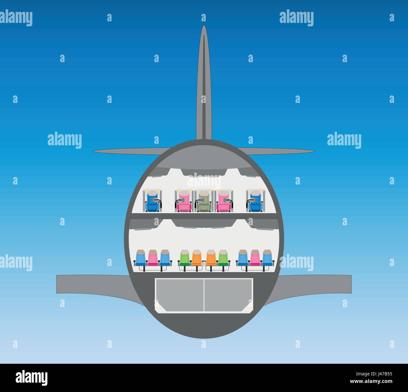 Double deck Wide body Airplane Cross section Vector Stock Vector Image ...