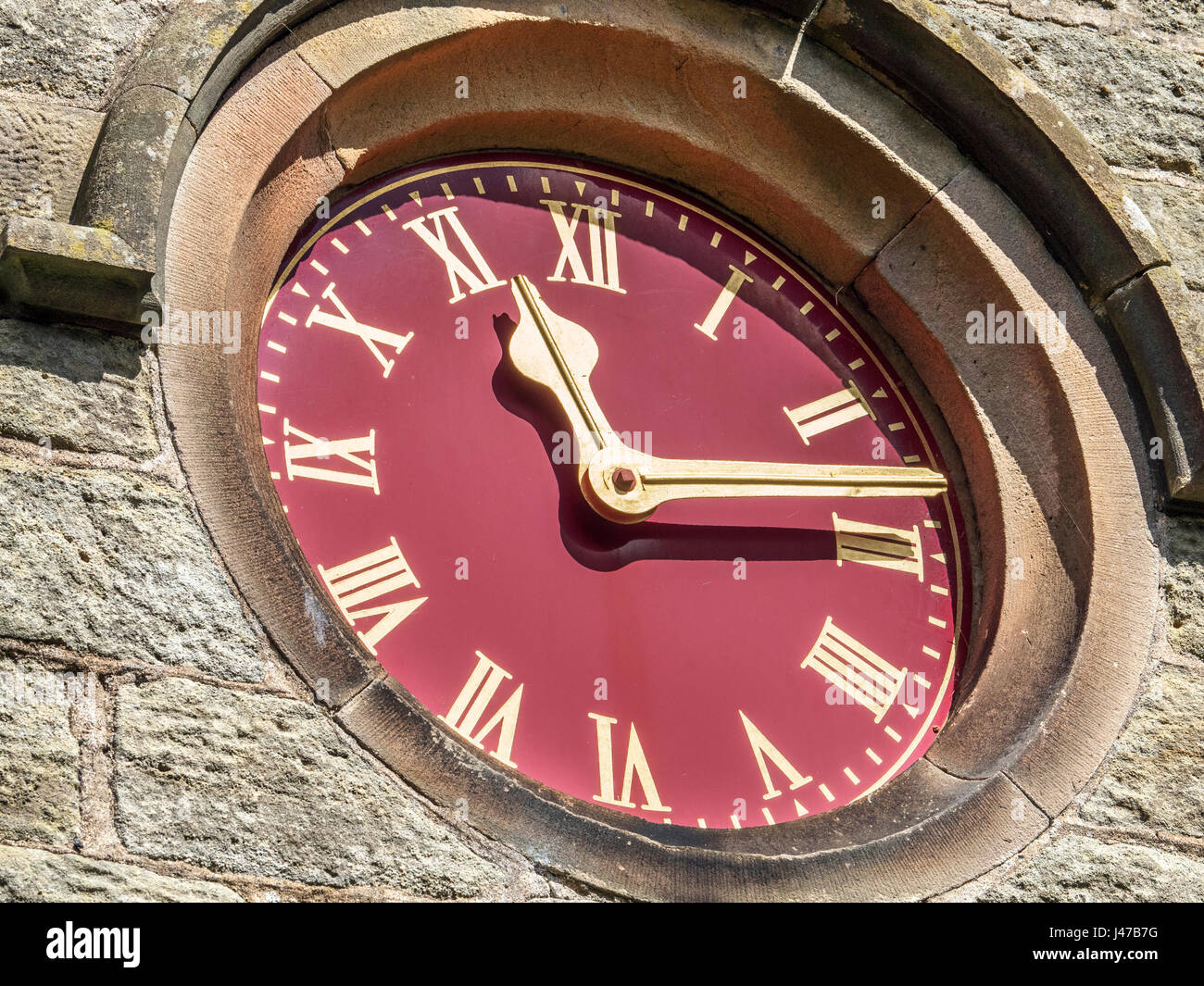 Red Clock Face at the Church of St Mary Lower Dunsforth Yorkshire ...