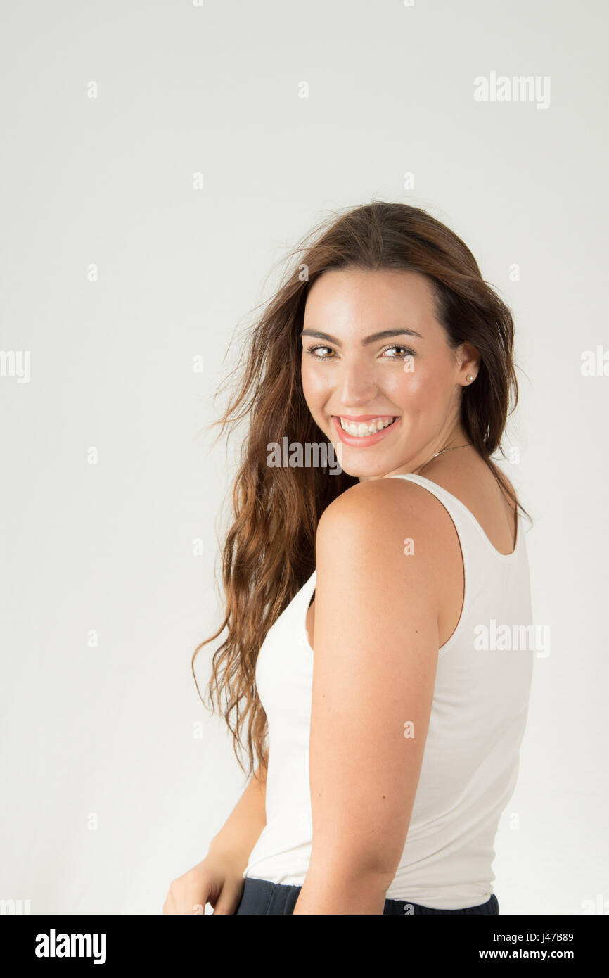 Hi key headshots, female Stock Photo - Alamy