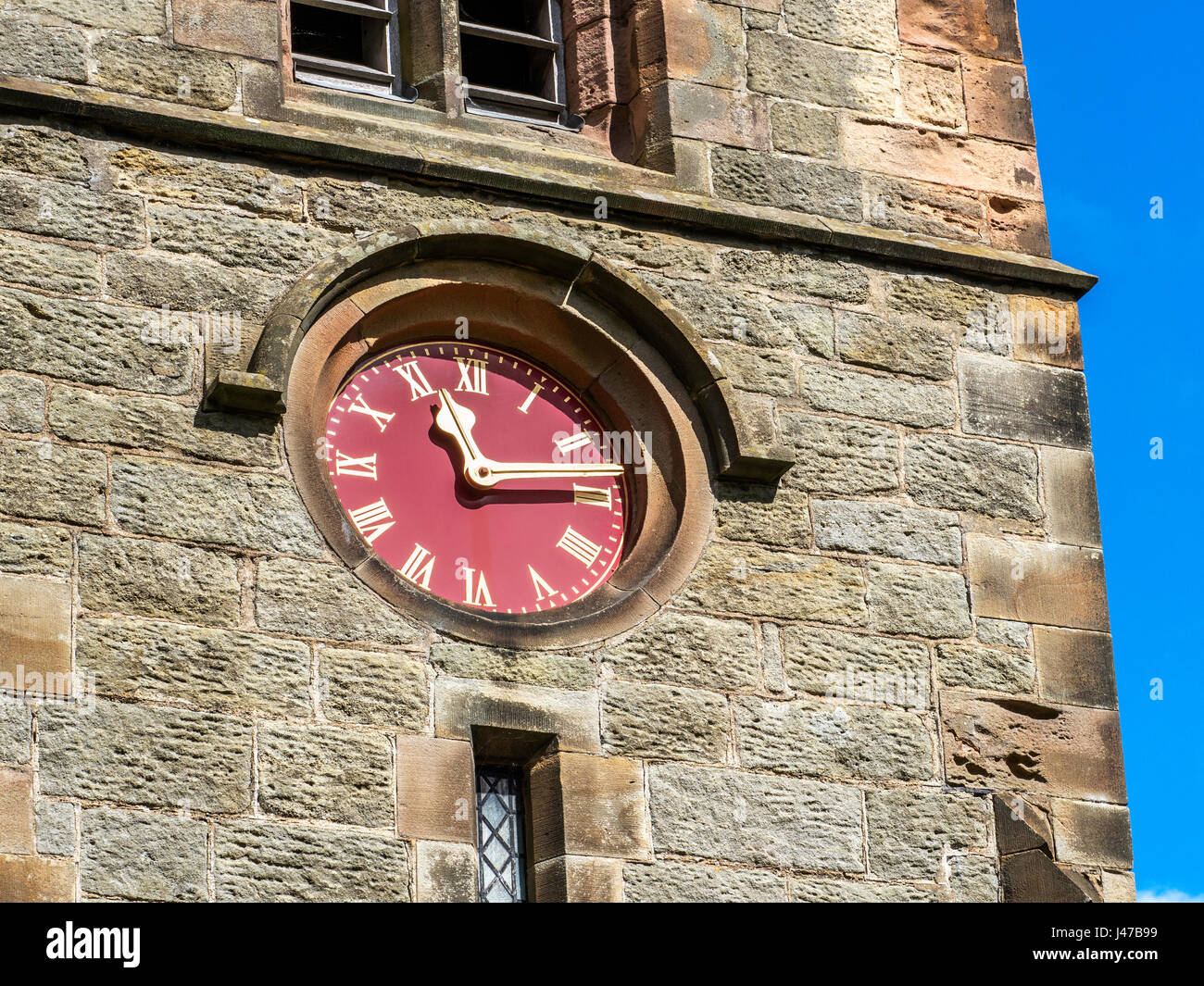 Red Clock Face at the Church of St Mary Lower Dunsforth Yorkshire ...