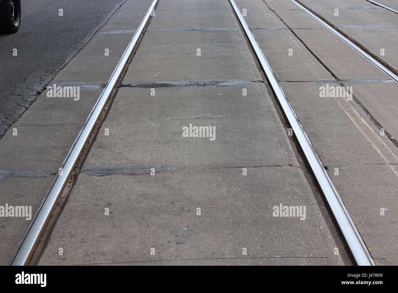 Trolley rails in Philadelphia Stock Photo - Alamy