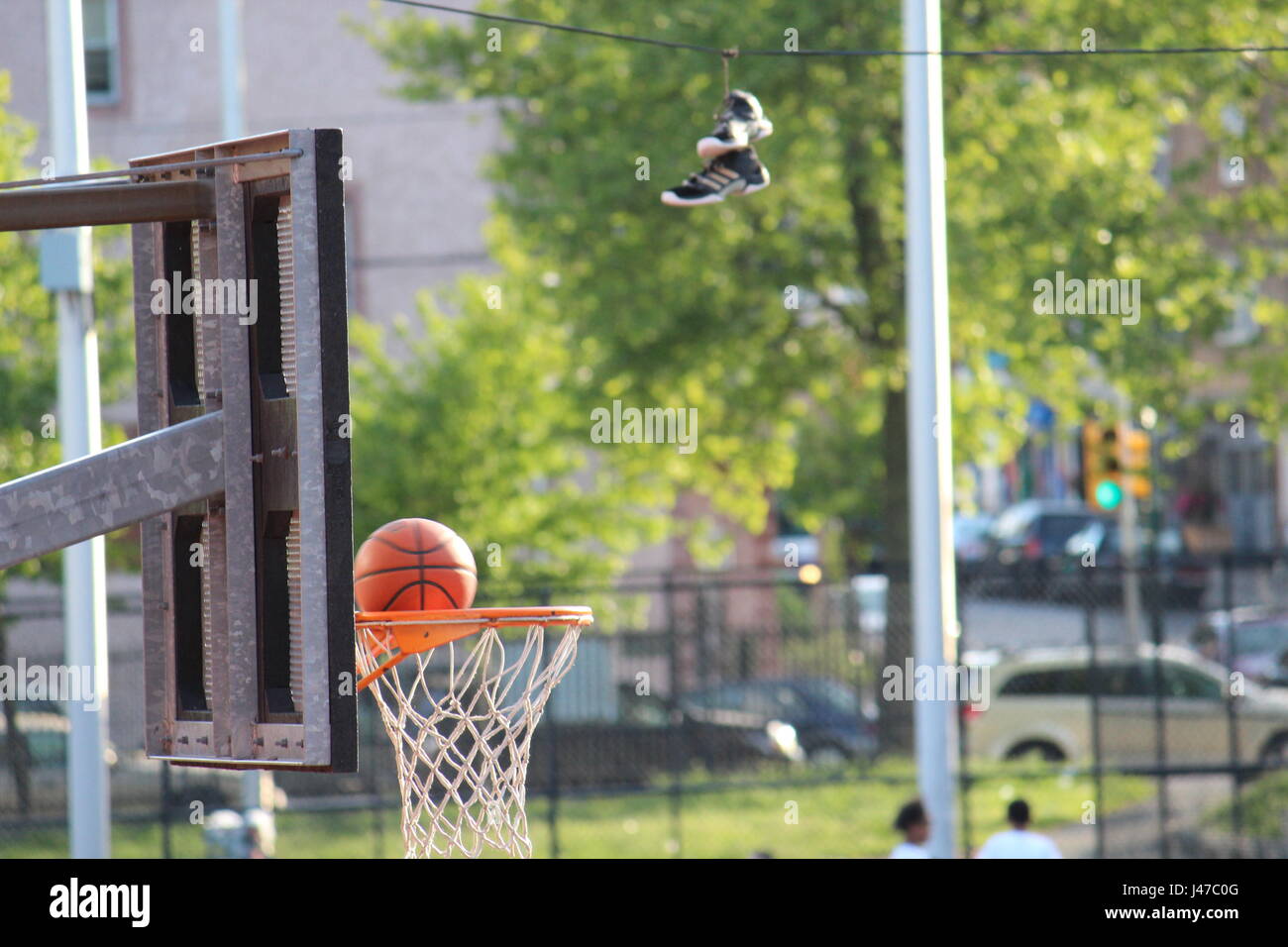 Basketball court in recreation park Stock Photo - Alamy