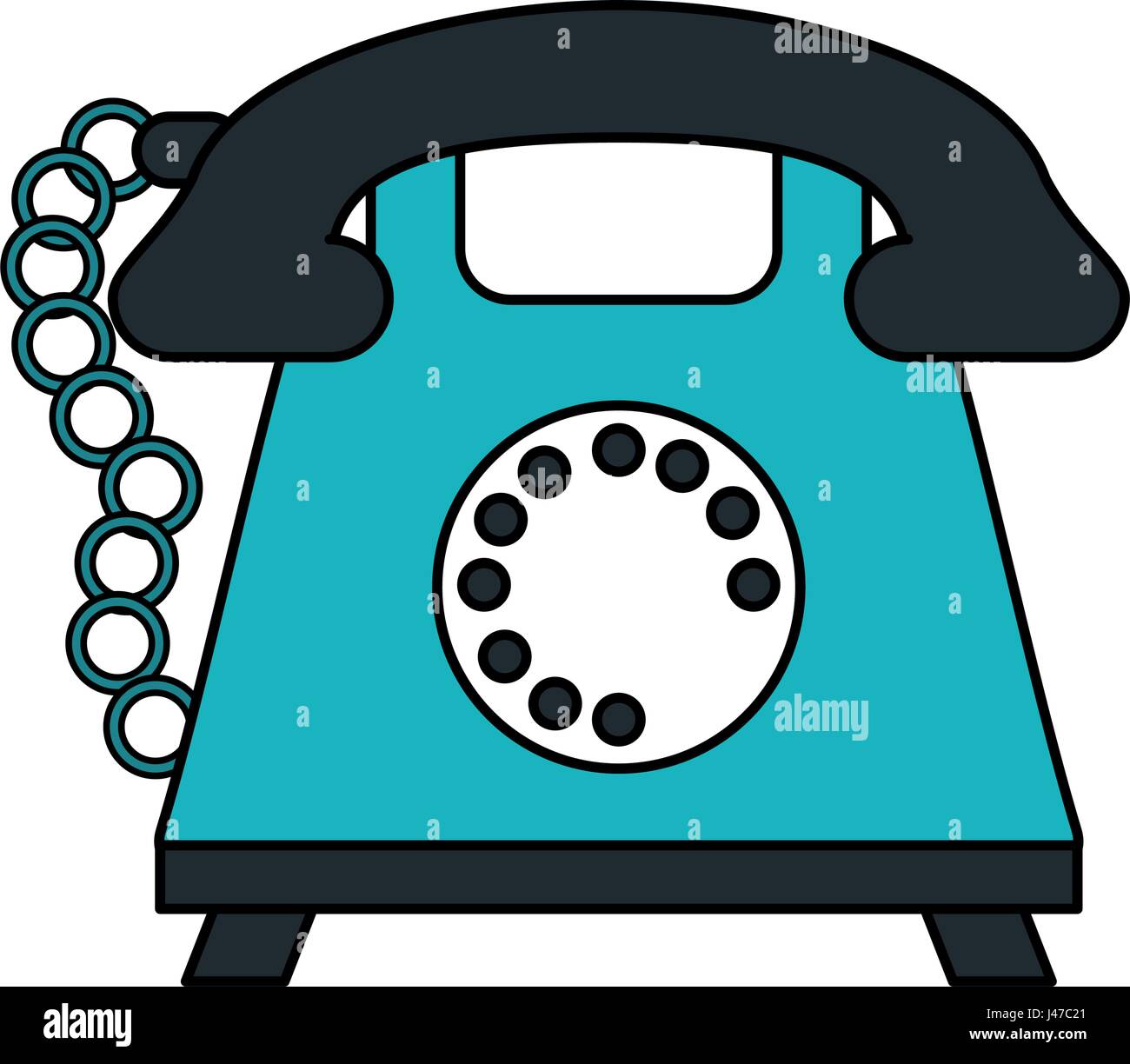 color image cartoon silhouette retro telephone with cord Stock Vector ...