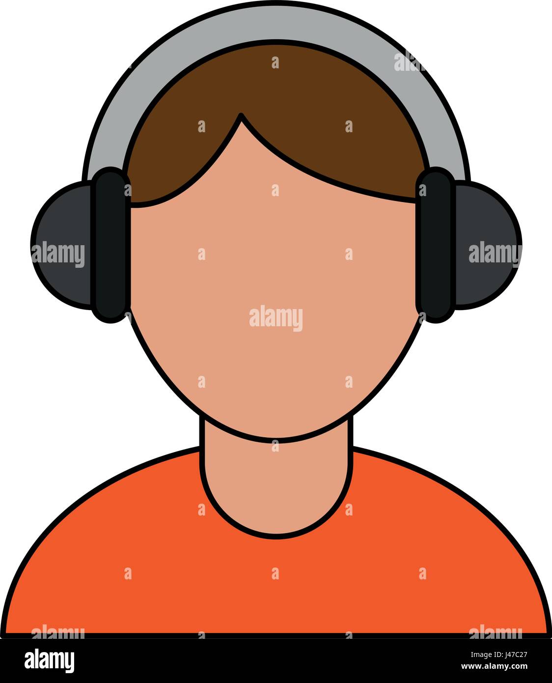color image cartoon faceless half body guy with headphones Stock Vector ...