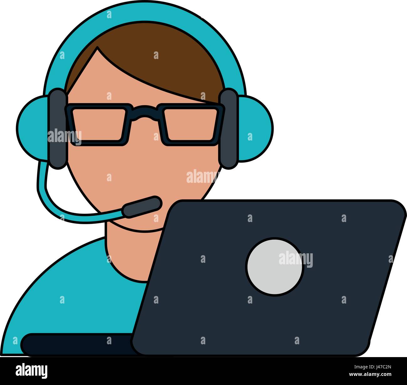 Call center agent laptop avatar hi-res stock photography and images - Alamy