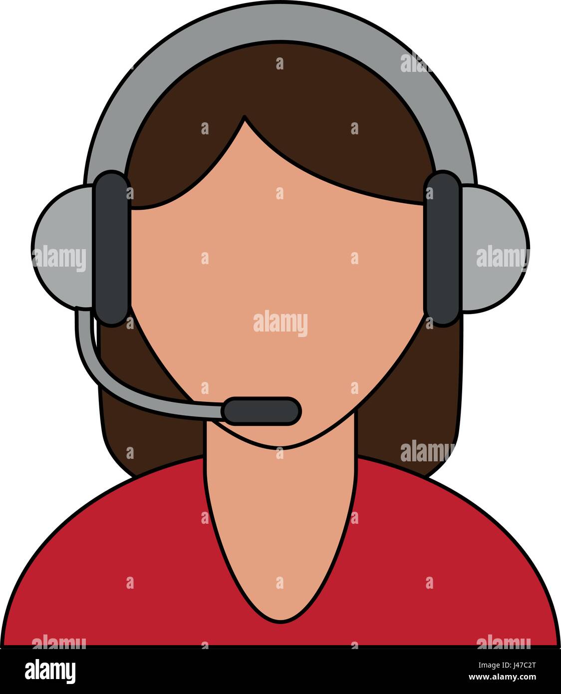 color image cartoon half body faceless woman customer service with ...