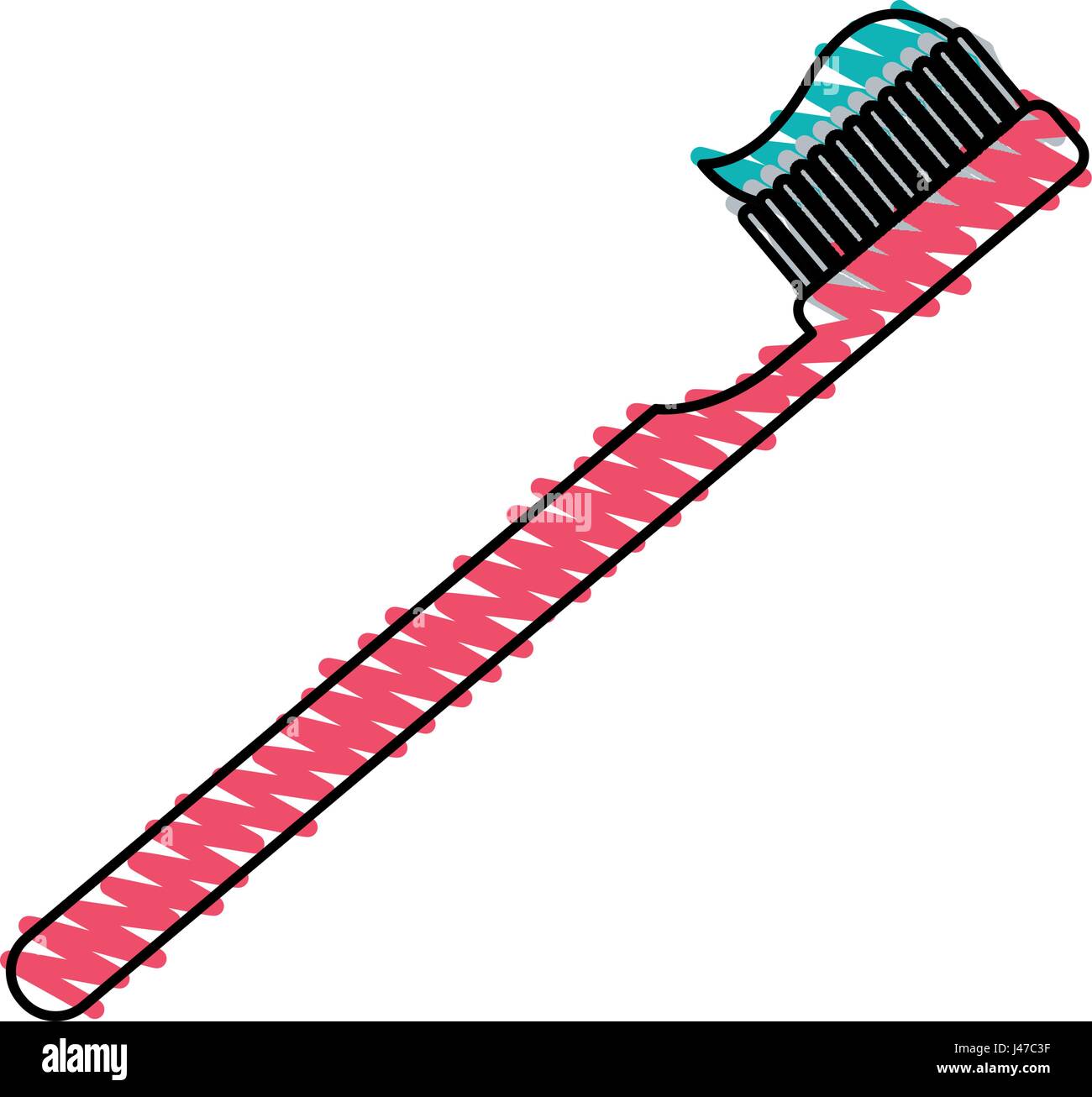 color crayon stripe cartoon side view toothbrush with toothpaste Stock ...