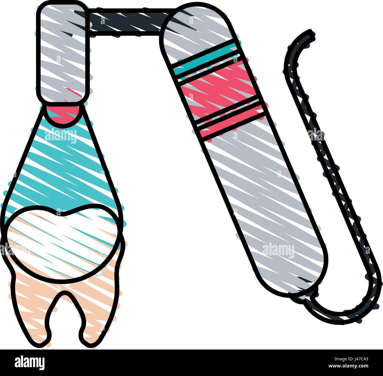 color crayon stripe cartoon drilling dental machine with tooth Stock ...