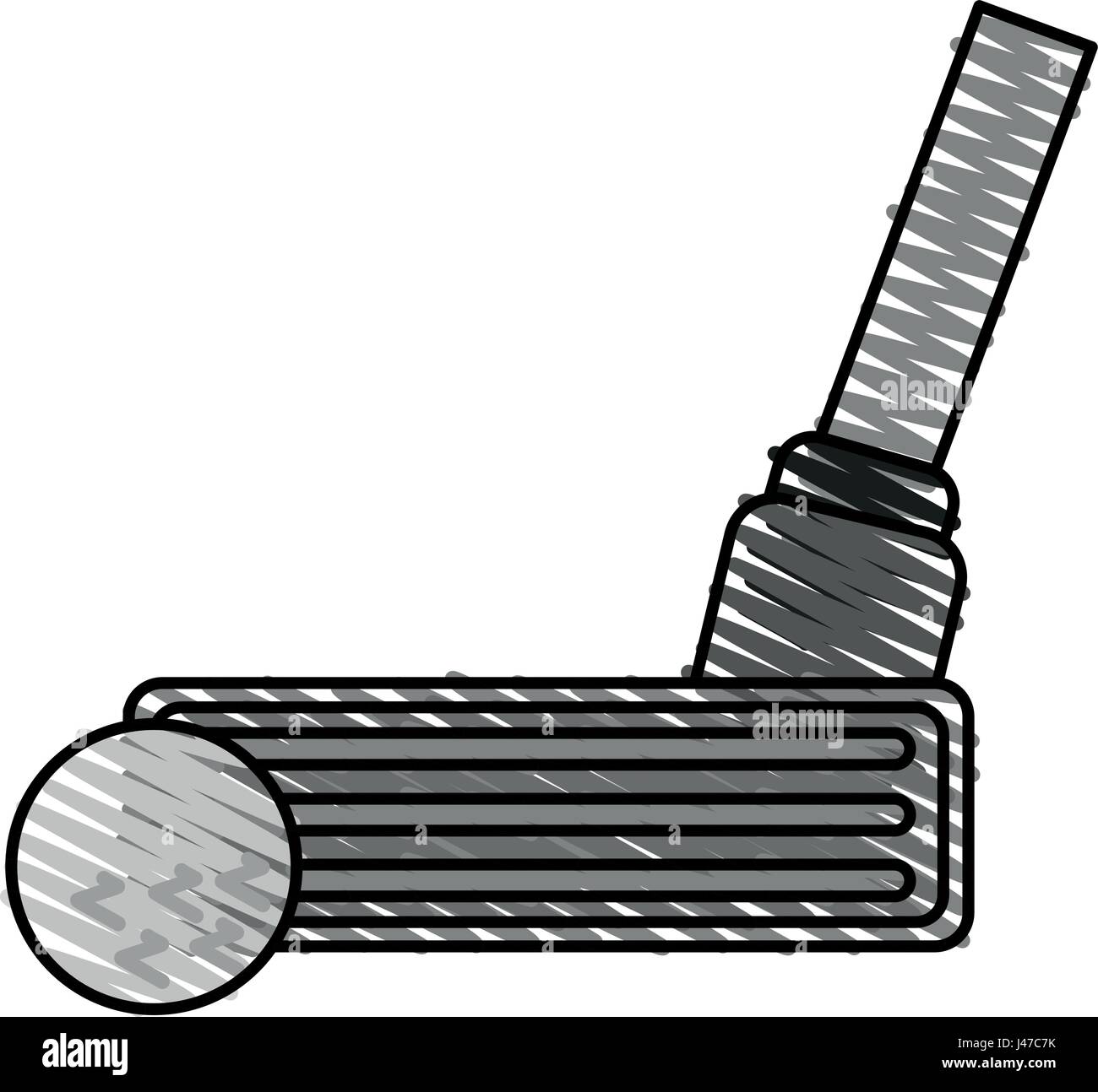 color crayon stripe cartoon closeup golf club and ball Stock Vector ...