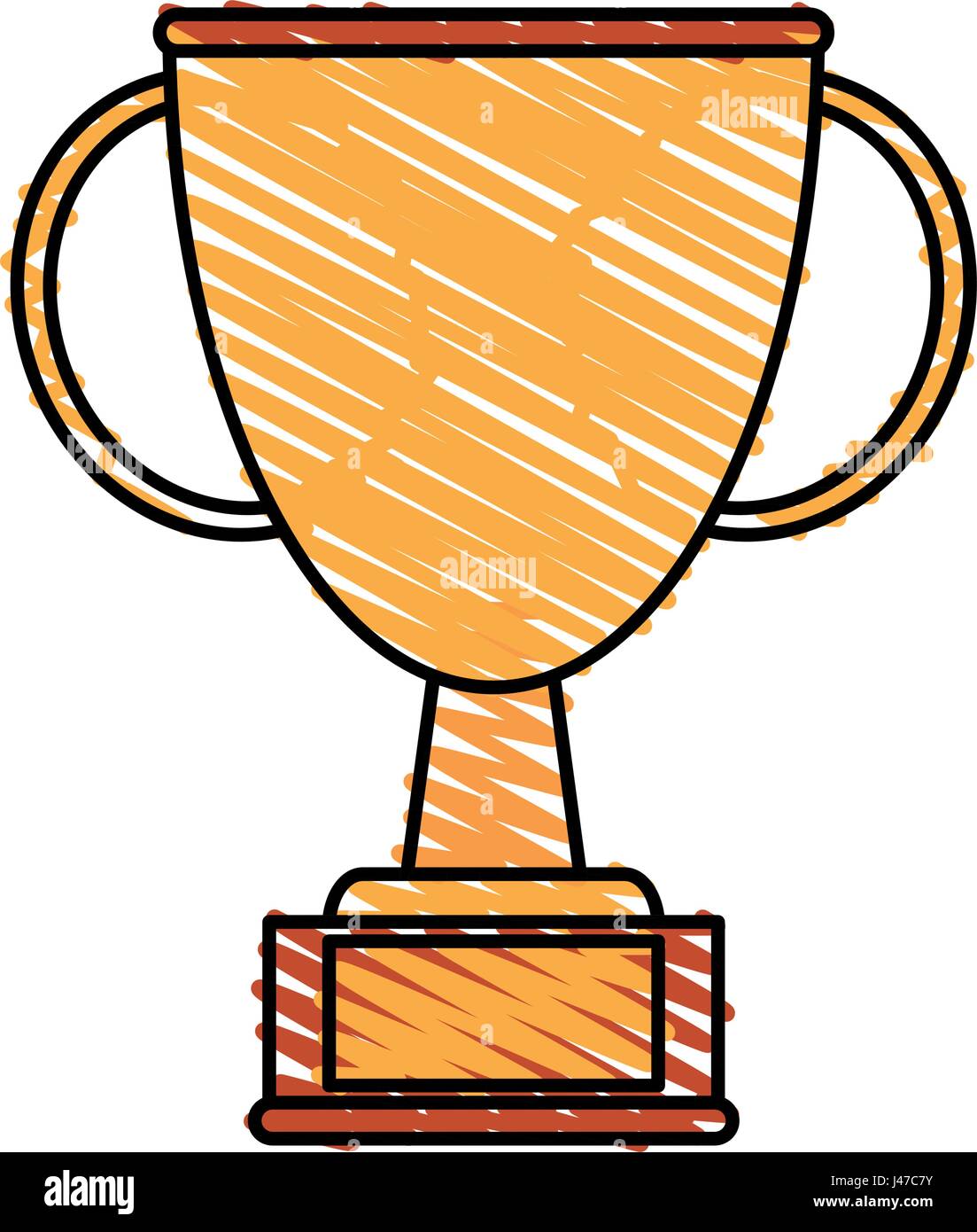color crayon stripe cartoon golden cup trophy with double handles Stock ...