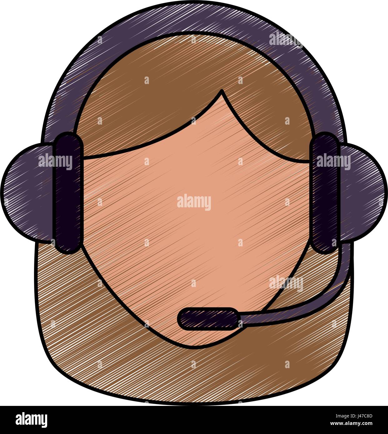 color pencil cartoon faceless front view woman customer service with ...