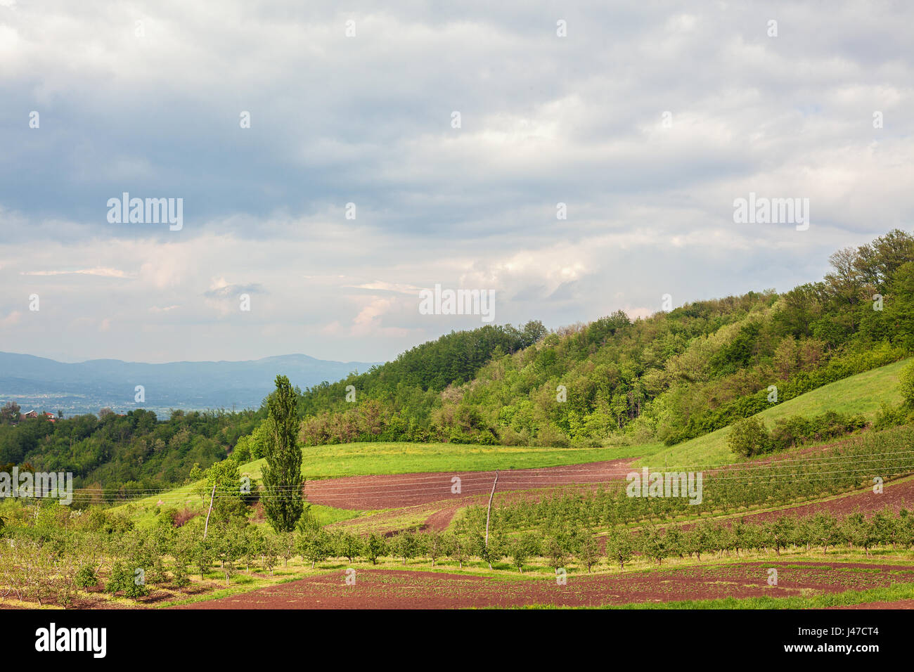 Serbian village landscape, spring time during day Stock Photo - Alamy