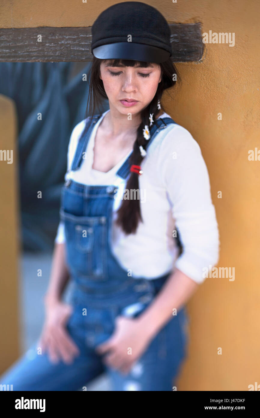 Sexy and Beautiful Asian woman with long black hair in a braid over her ...