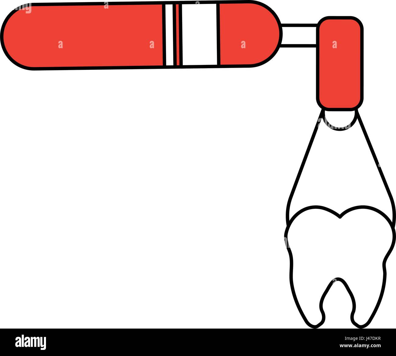 color silhouette cartoon red drilling dental machine with tooth Stock ...