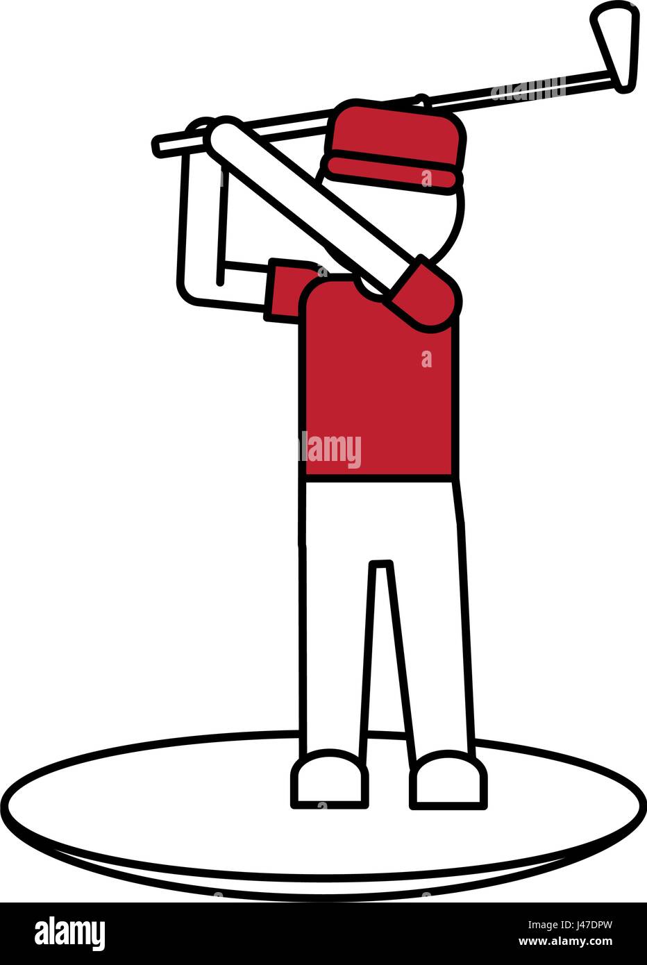 color silhouette cartoon faceless full body golfer man in golf shot ...