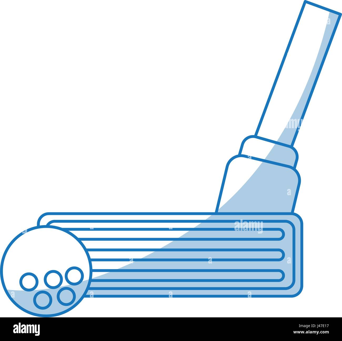 blue shading silhouette cartoon closeup golf club and ball Stock Vector ...