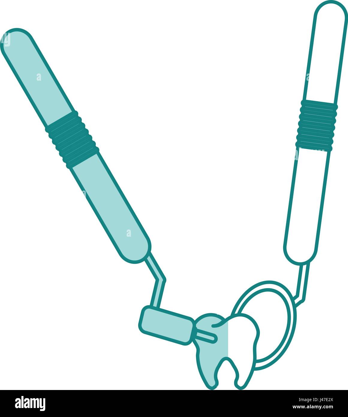 green shading silhouette cartoon dental cleaning with tooth drilling ...