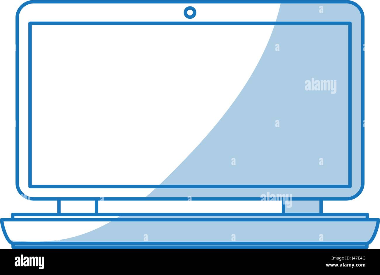 blue shading silhouette cartoon laptop computer with flat screen Stock ...
