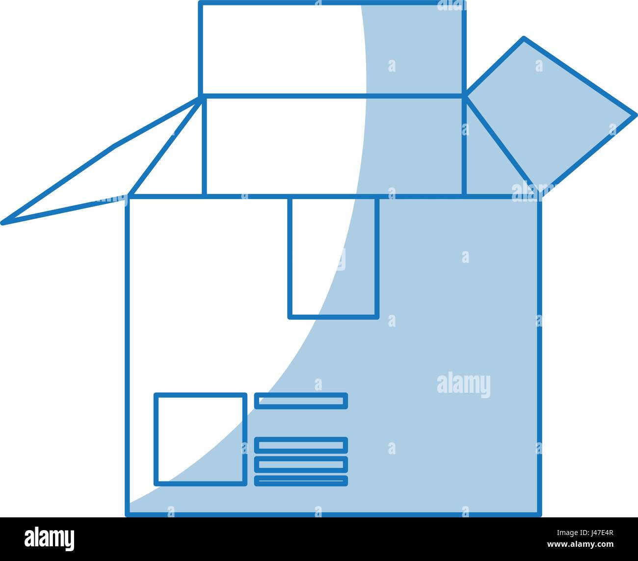 blue shading silhouette cartoon box of cardboard opened Stock Vector ...