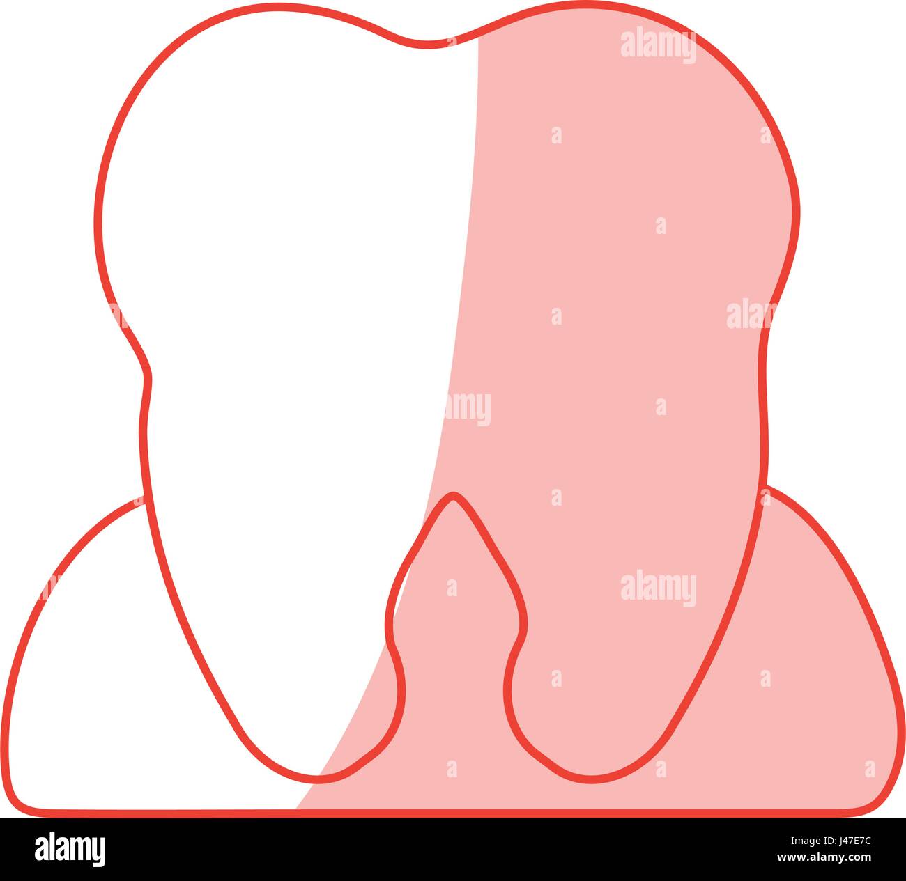 red shading silhouette cartoon gum and contour tooth Stock Vector Image ...
