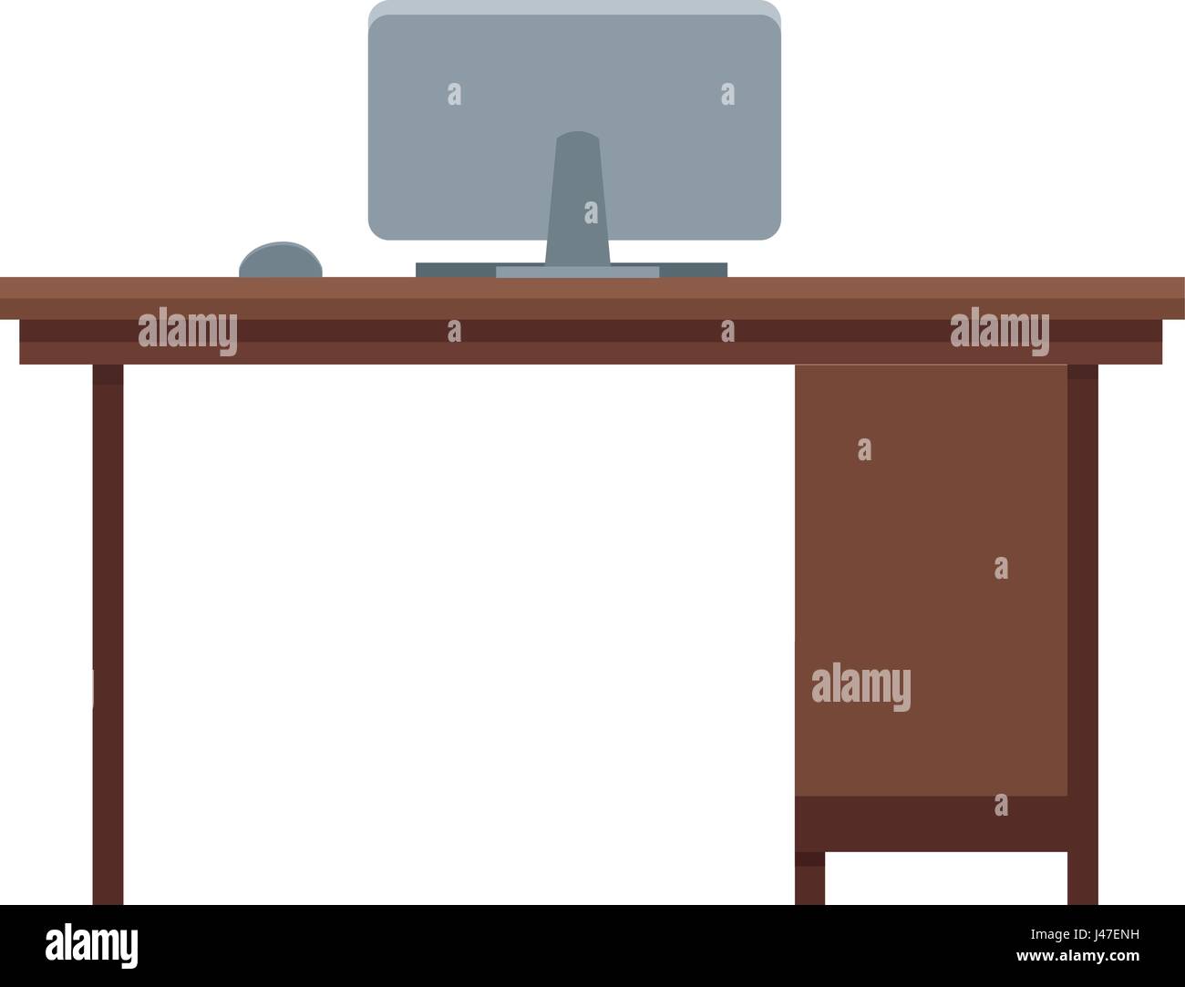wooden desk with computer workspace office Stock Vector Image & Art - Alamy