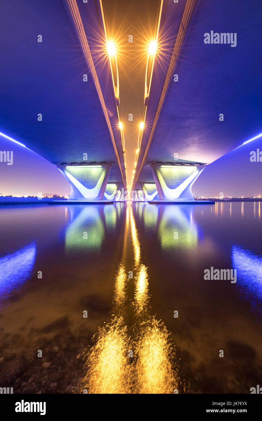 Long exposure of Garhoud bridge from underneath in the evening. Dubai ...