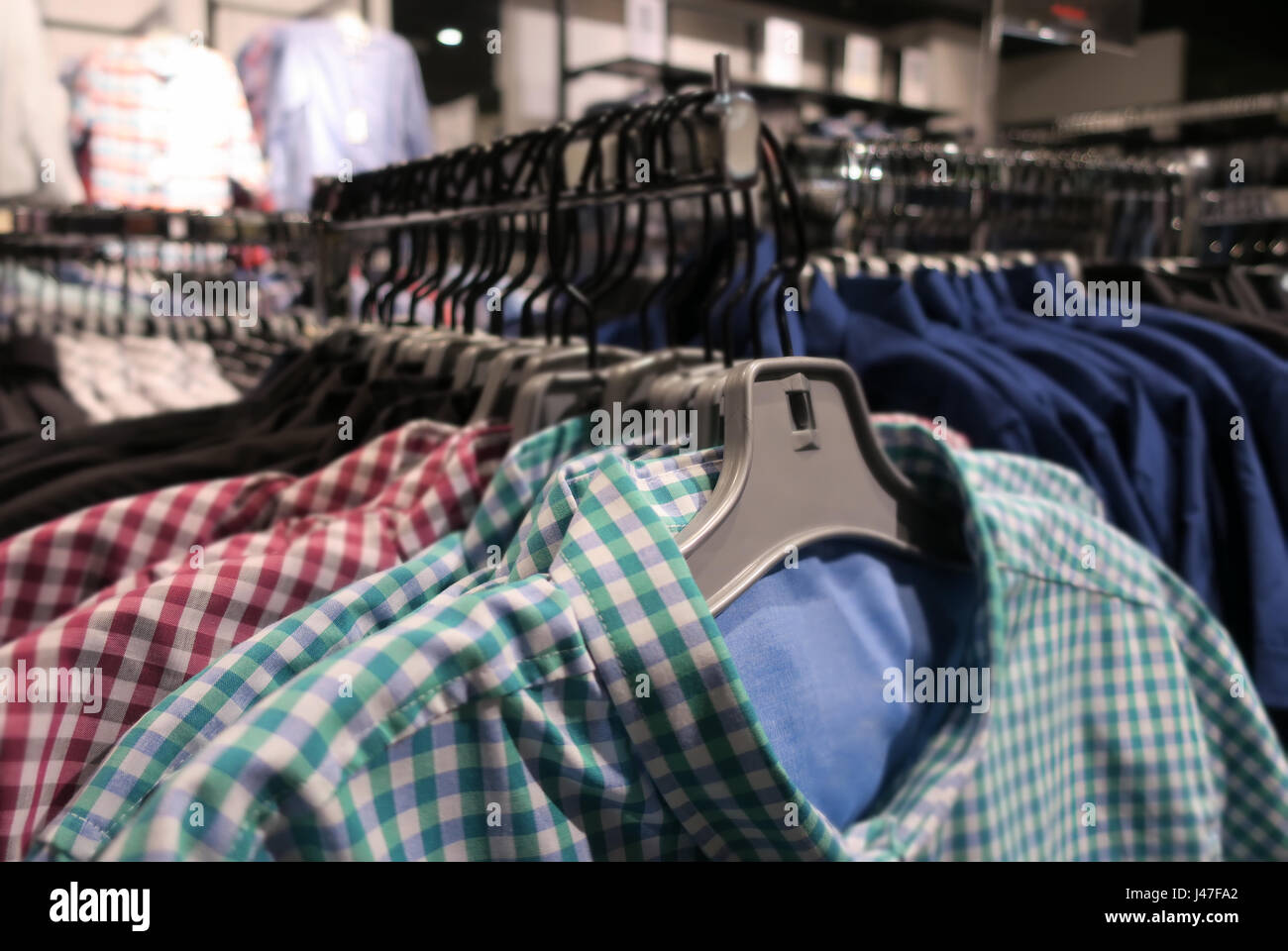 Checked shirts on display Stock Photo - Alamy