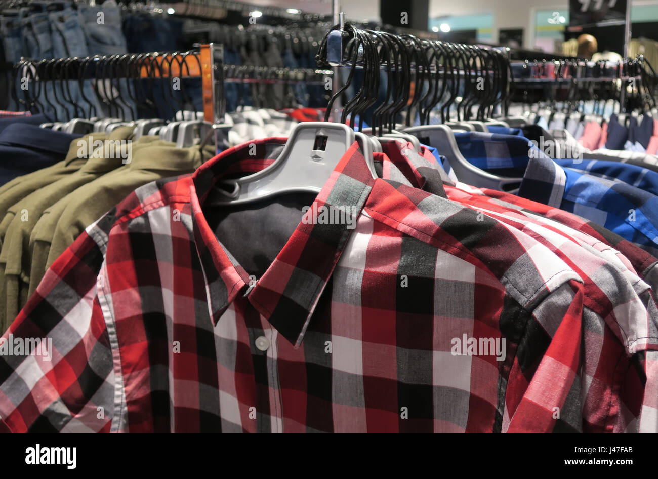Checked shirts on display Stock Photo - Alamy