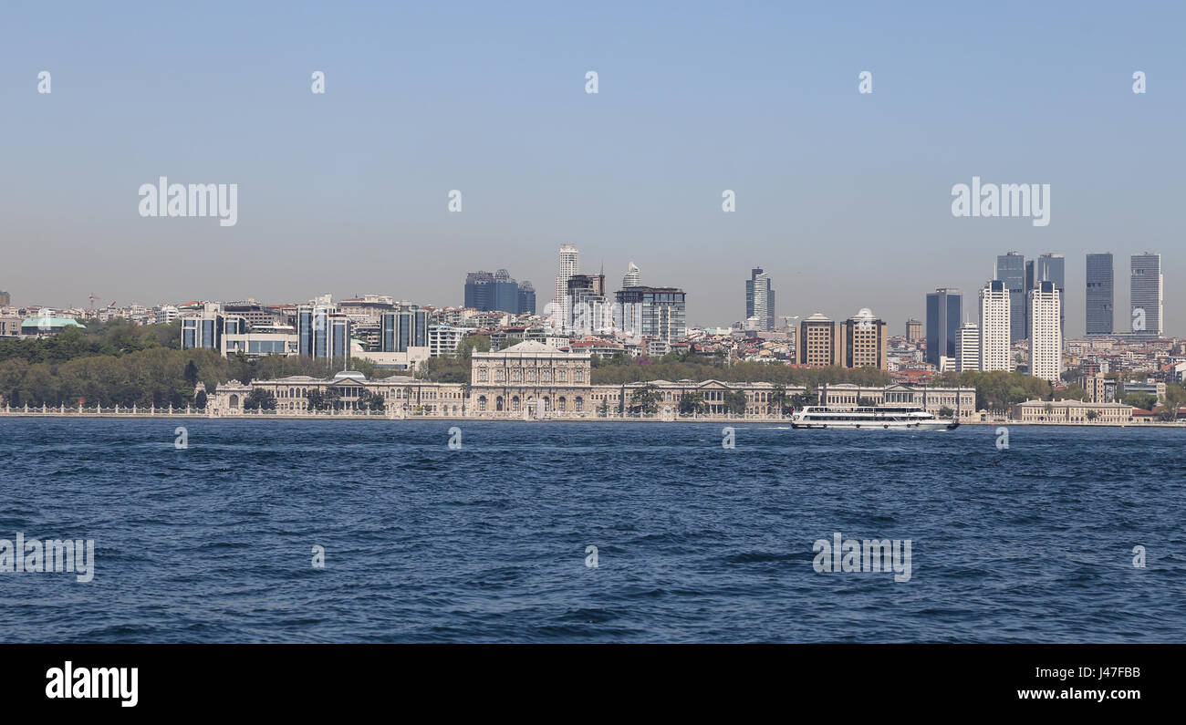Bosphorus Strait and Besiktas district in Istanbul city, Turkey Stock ...
